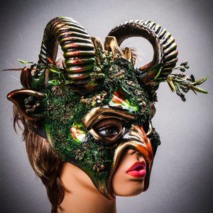 ILOVEMASKS | Accessories | Demon Forest Devil Satan W Hornes Mask Black ...